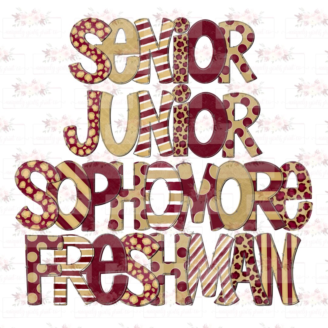 Maroon and Gold Class Doodles | Senior, Junior, Sophomore & Freshman ...