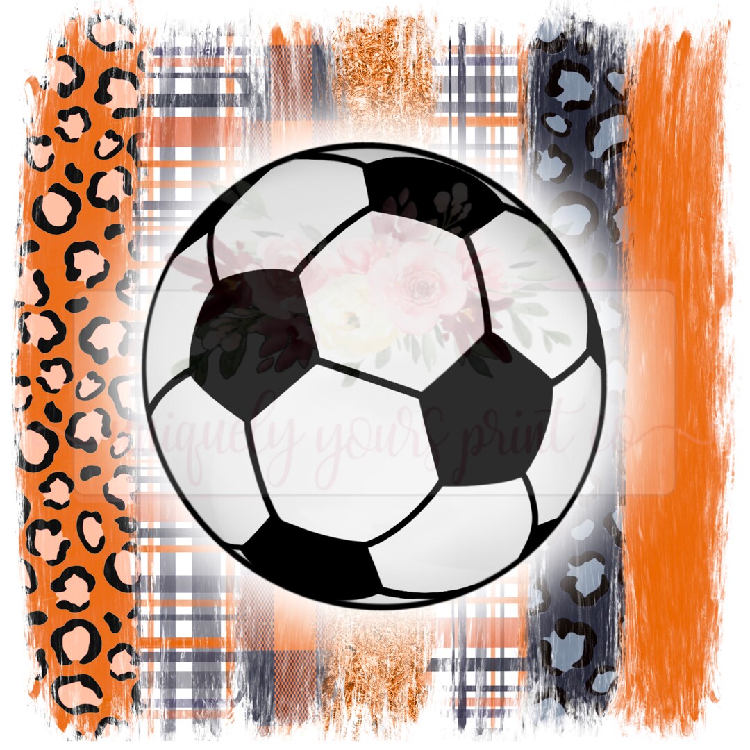 Navy & Orange Soccer Digital Design PNG Hand Drawn Soccer Sublimation ...