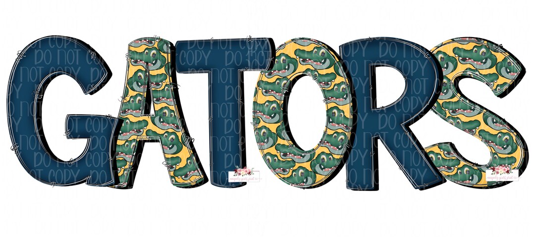 Navy Gold Gators Digital Design | Hand Drawn | School Spirit | Digital ...