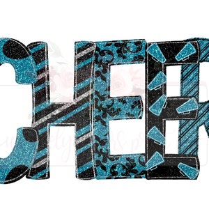 Cheer Doodle | Hand Drawn | PNG | Sublimation | Iteal Black Silver ...
