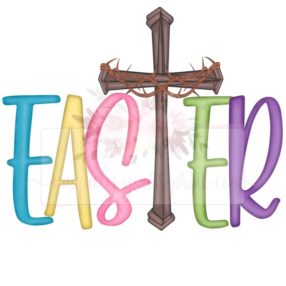 Easter Doodle With Cross PNG Easter Printable Design | Etsy
