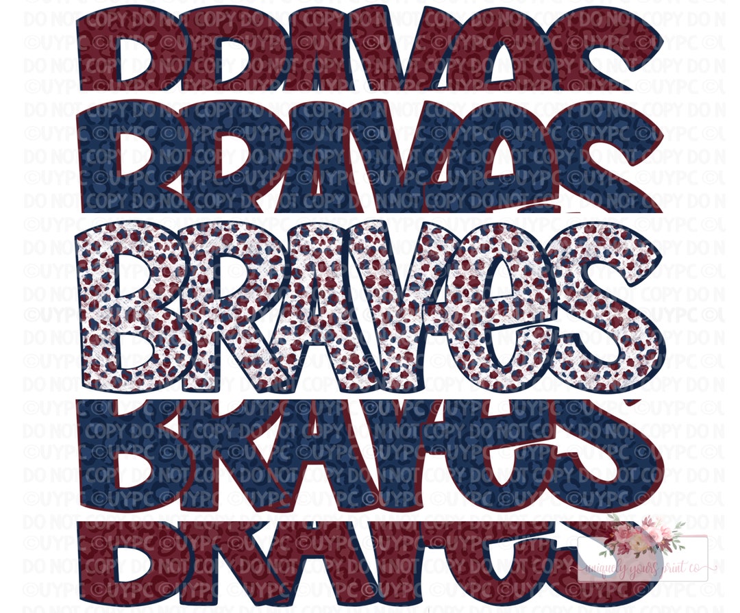 Burgundy Navy Braves Mascot Digital Design Download Hand Drawn Stacked ...