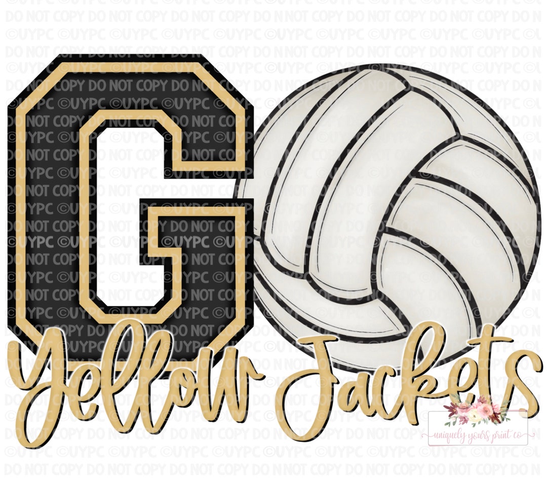 Yellow Jackets Volleyball Digital Design | Black and Old Gold| Hand ...