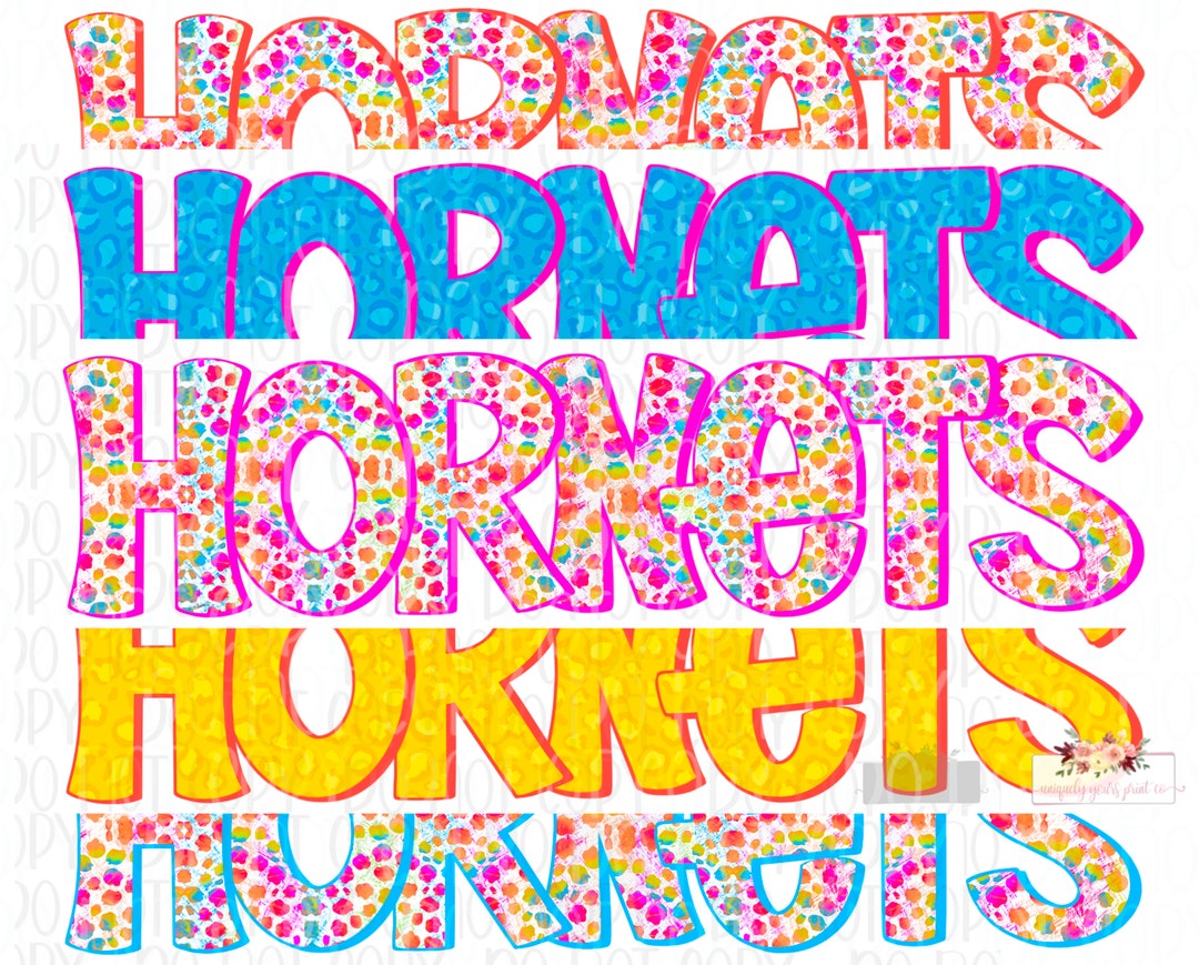 Hornets Digital Design | Bright Colors Hornet Mascot | Stacked Cheetah ...