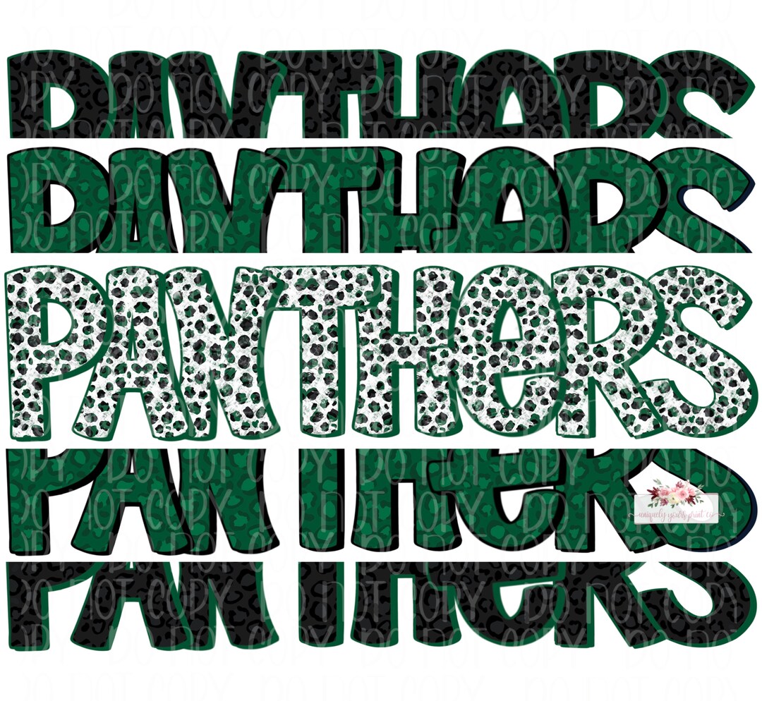 Black & Green Panthers Digital Design | Hand Drawn | Mascot Printable ...