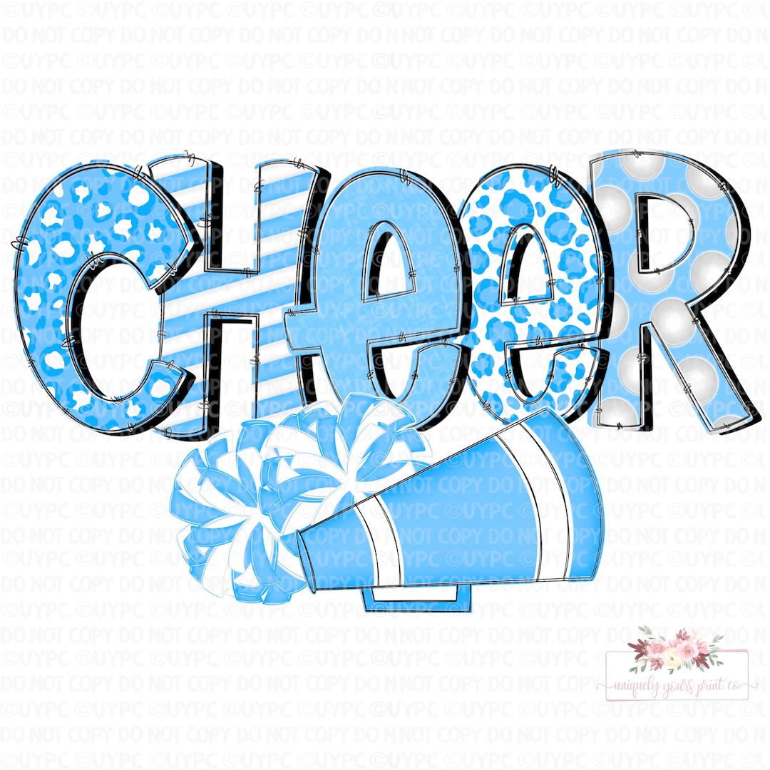 Light Blue & White Cheer Design | Hand Drawn | PNG | Sublimation ...