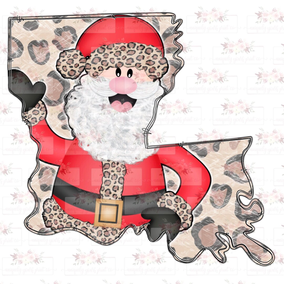 Louisiana Santa Leopard State Christmas | Leopard Cheetah Louisiana ...