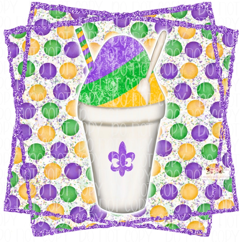 Mardi Gras Snoball Polka Dot Digital Design Purple Green - Etsy