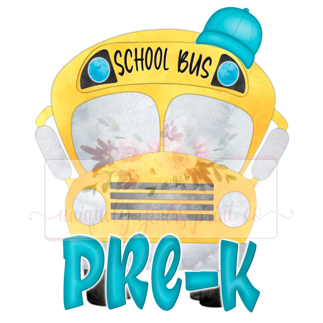 Blue Pre-k Bus With Ball Cap Design| PNG | Instant Digital Download ...