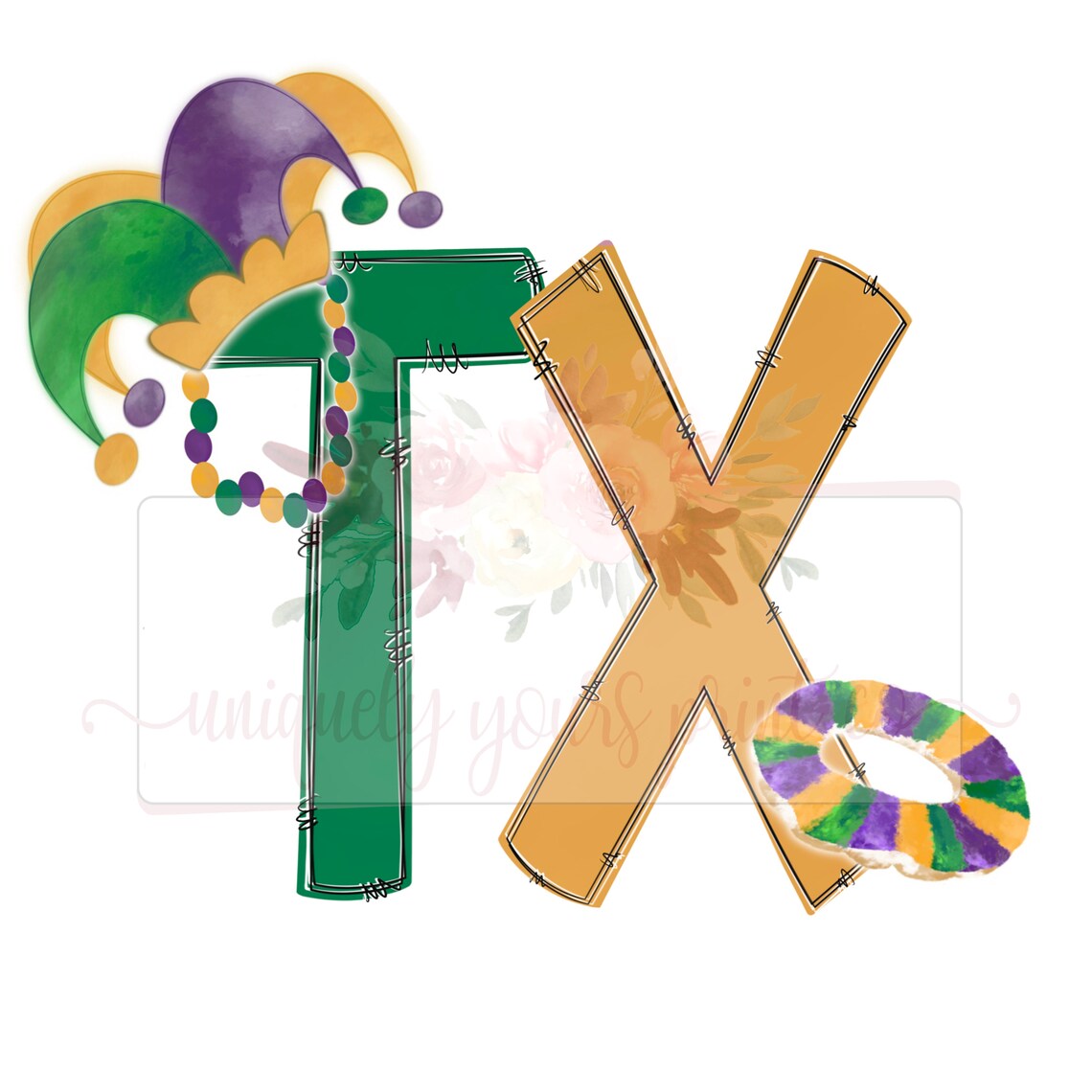 Texas/tx Mardi Gras Doodle Sublimation Digital Design - Etsy