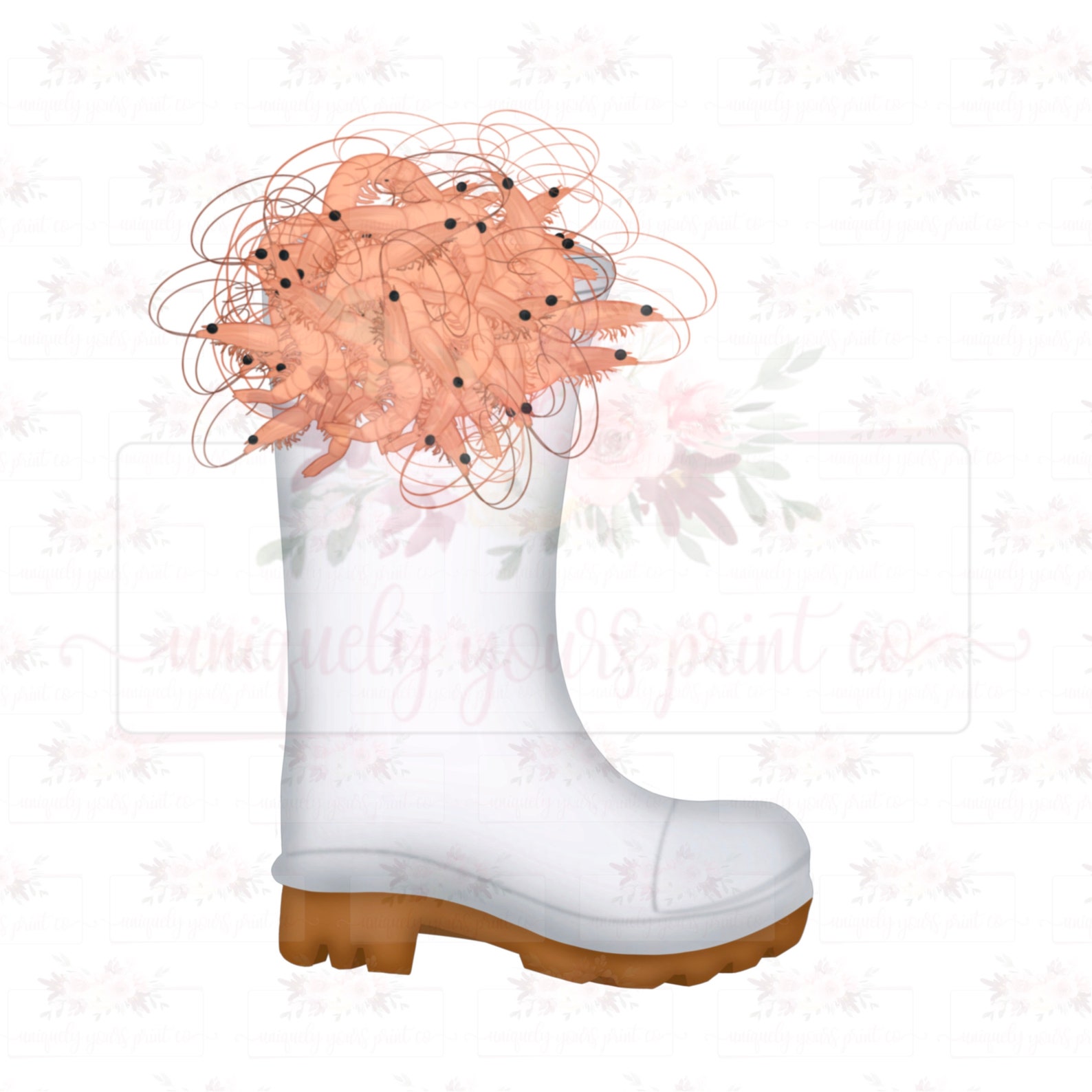 Plain White Shrimp Boot With Shrimp Png | Louisiana| Cajun | Hand Drawn ...