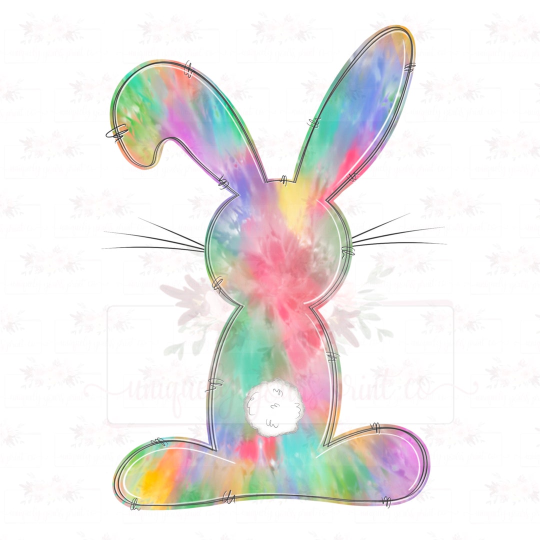 Muted Colors Tie Dye Bunny Doodle | Tie Dye Rabbit Png | Hand Drawn ...