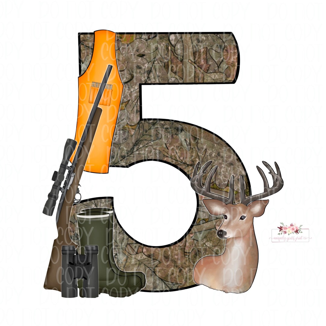 Number 5 Deer Hunting Elements Digital Design | Deer Hunting 5 | PNG ...