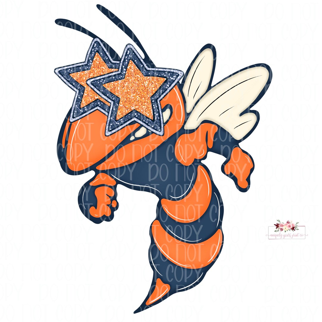 Preppy Star Eyed Mascot | Navy Orange Yellow or Jackets Hornets Mascot ...