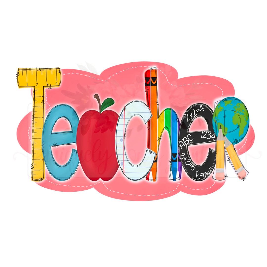 Teacher Doodle Design | Hand Drawn| Instant Download | Sublimation ...