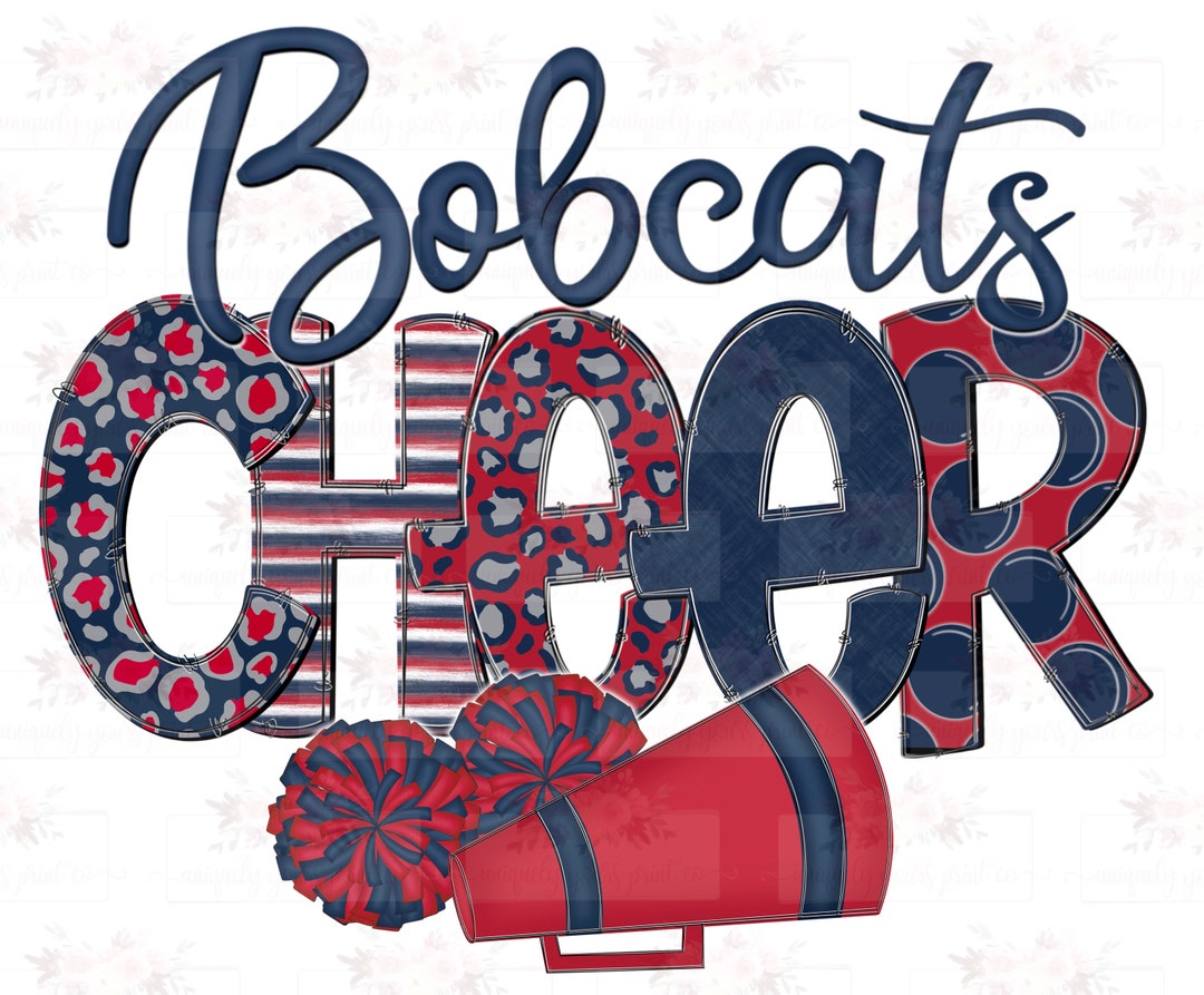 Bobcats Red, Navy & Gray Cheer Design | Hand Drawn | PNG | Sublimation ...