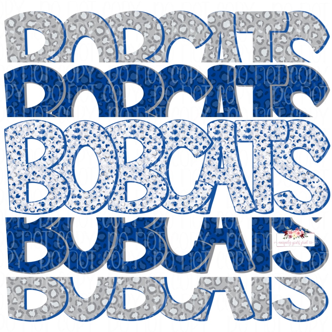 Bobcats Digital Design | Navy and Gray Bobcats Mascot | Stacked Cheetah ...