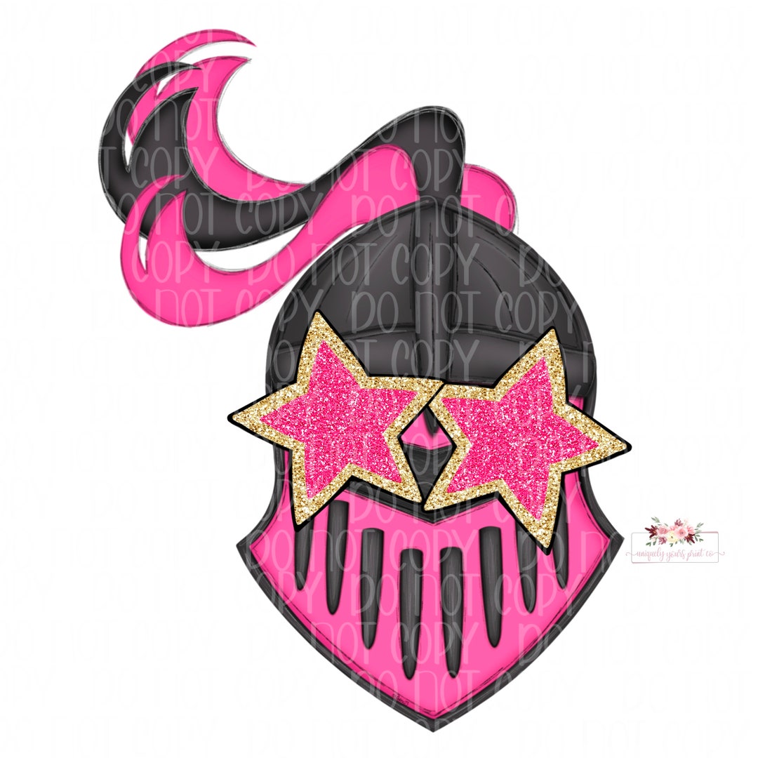 Pink Preppy Knight Mascot Digital Drawing | Star Eyed Knights Mascot ...
