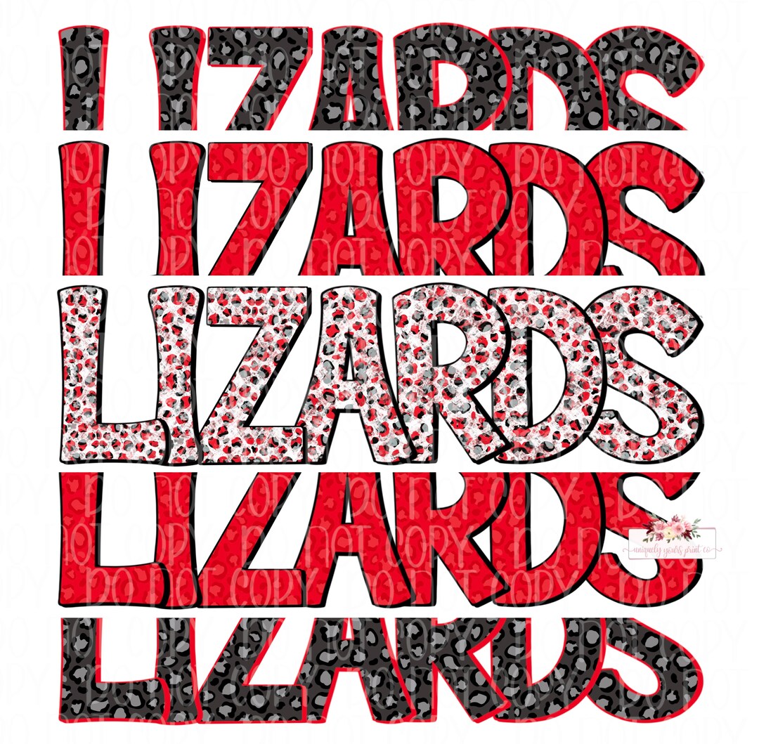 Lizards Digital Design Lizard Mascot Stacked Cheetah Tie Dye & Leopard ...