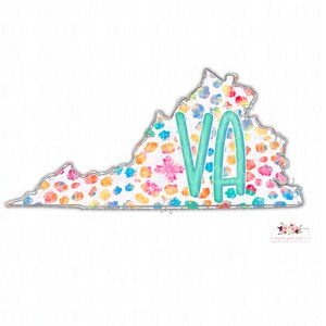Virginia Digital Download | Mint VA Cheetah Tie Dye Virginia | Hand ...