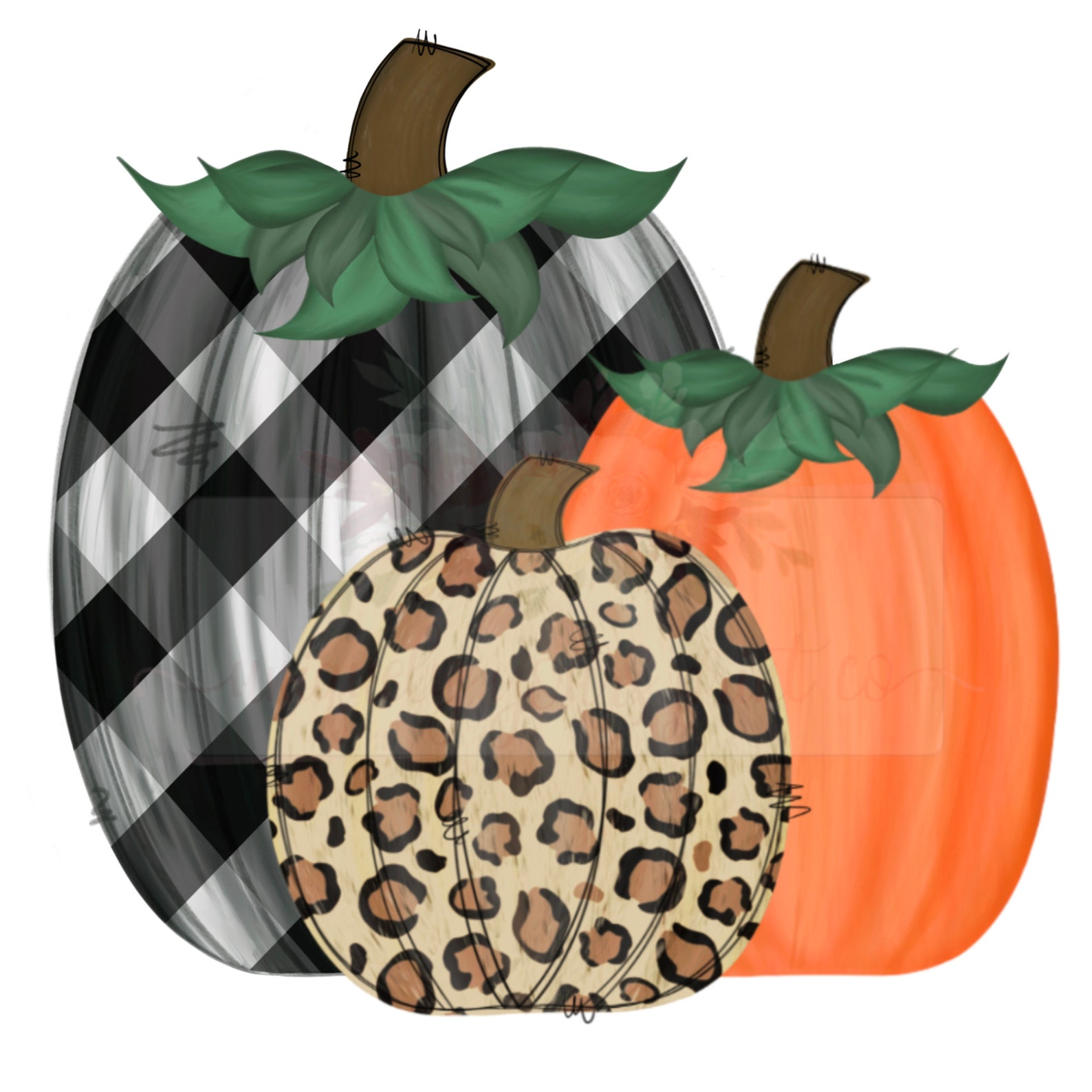 Fall pumpkin trio buffalo plaid & leopard pumpkin hand | Etsy