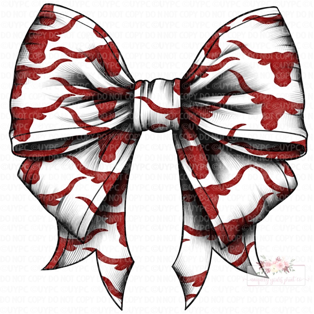 Longhorns Coquette Bow Digital Design | Hand Drawn | PNG | Digital ...