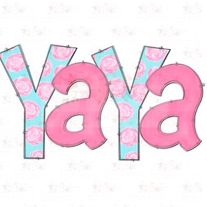 Yaya Floral Doodle Png | Blue With Pink Roses | Hand Drawn | PNG ...
