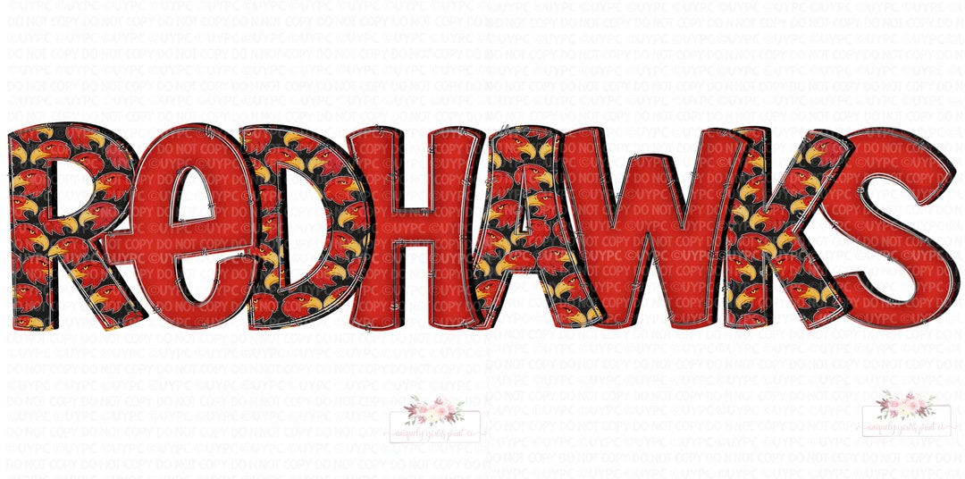 Redhawks Digital Design | Red, White and Black Hawks Mascot | Digital ...