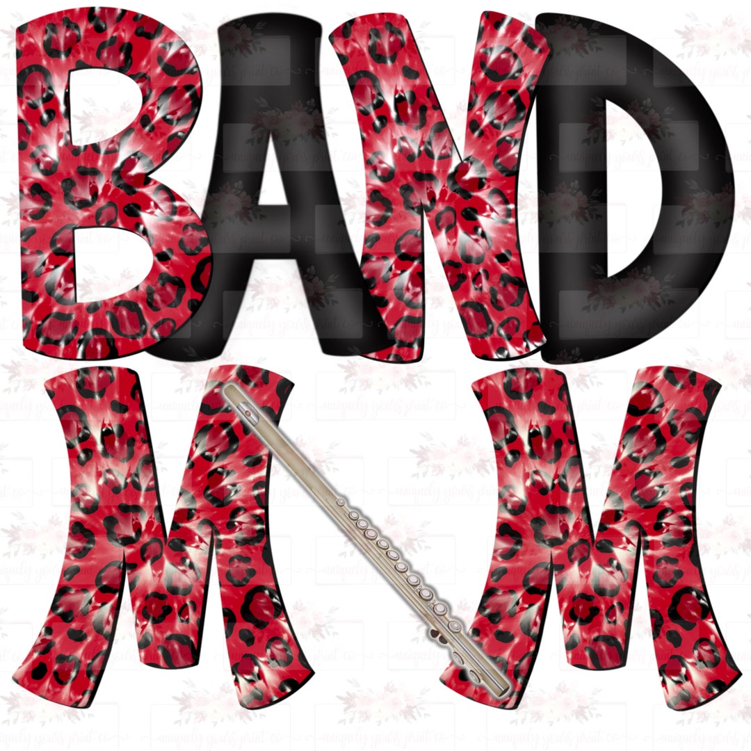 Red and Black Cheetah Tie Dye Flute Band Mom Doodle With Tuba | Hand ...