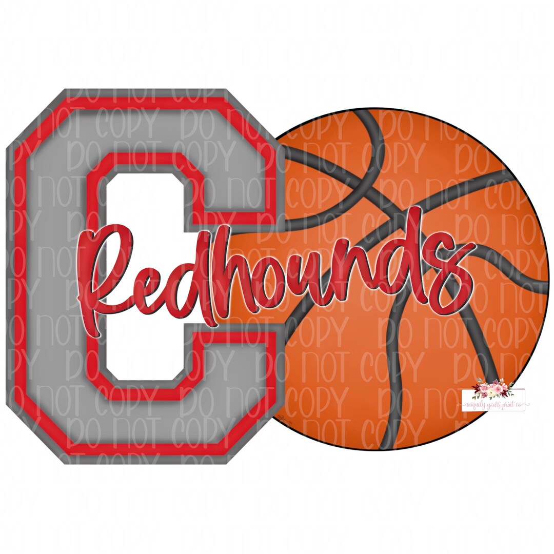 Corbin Redhounds Basketball Digital Design | Gray and Red | Hand Drawn ...