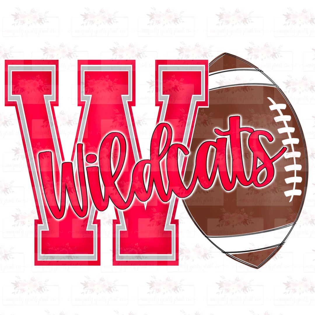Red & White Wildcats Football Design | Varsity W | Hand Drawn | PNG ...