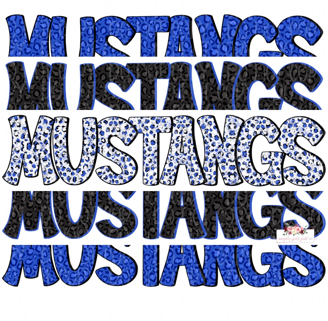 Royal Blue & Black Mustangs Digital Design | Hand Drawn | Mascot ...
