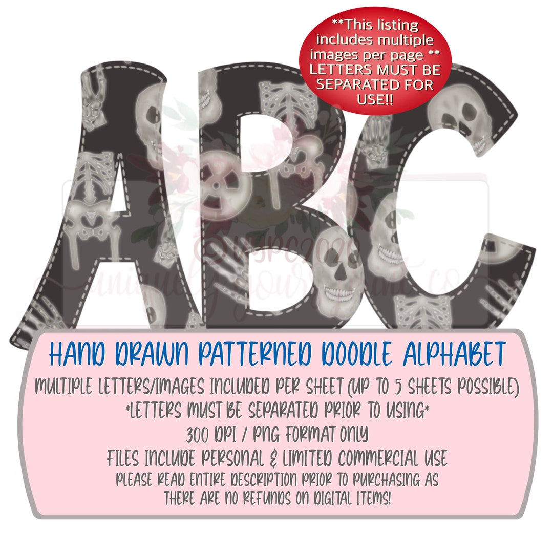 Radiology Font X-ray Font Bones Faux Stitch Upper Case Alphabet Font ...