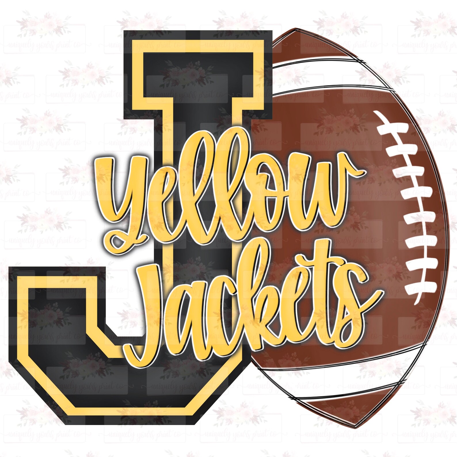 Yellow Jackets Football Digital Design Black and Yellow - Etsy