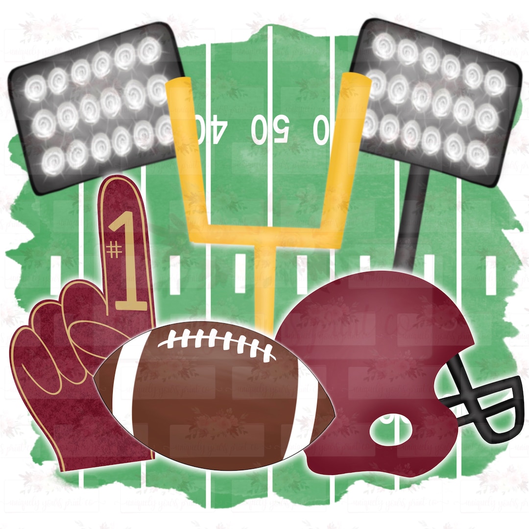 Maroon and Gold Football Equipment Digital Design | Football Field PNG ...