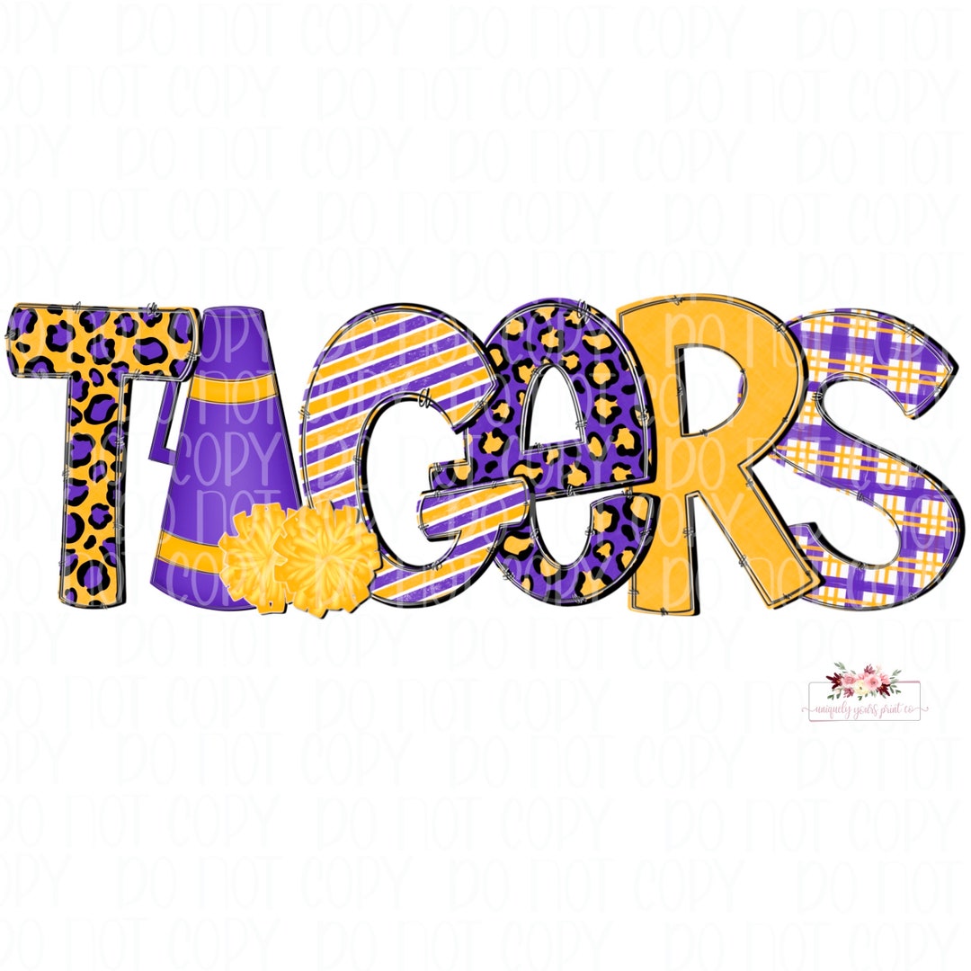 Purple & Yellow Tigers Mascot Design | WHS, Cheer PNG (digital Download ...