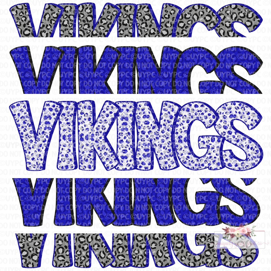 Vikings Digital Design | Royal Blue and Gray Vikings Mascot | Stacked ...