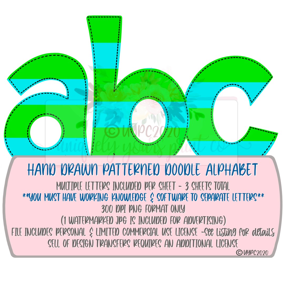 Lime and Aqua Stripe Alpha Pack Hand Drawn Printable PNG Sublimation ...