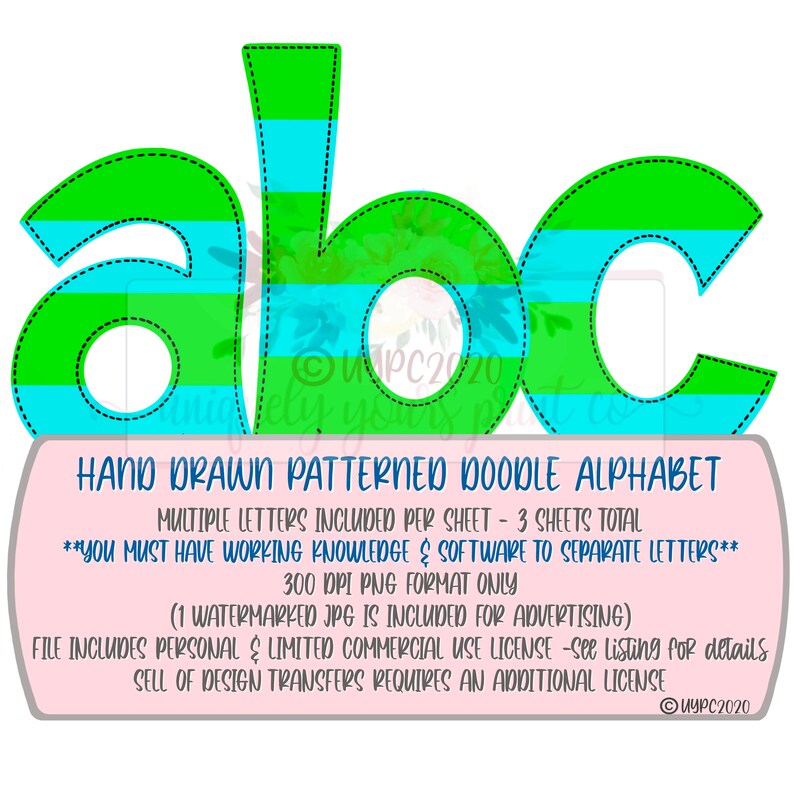 Lime and Aqua Stripe Alpha Pack Hand Drawn Printable PNG - Etsy