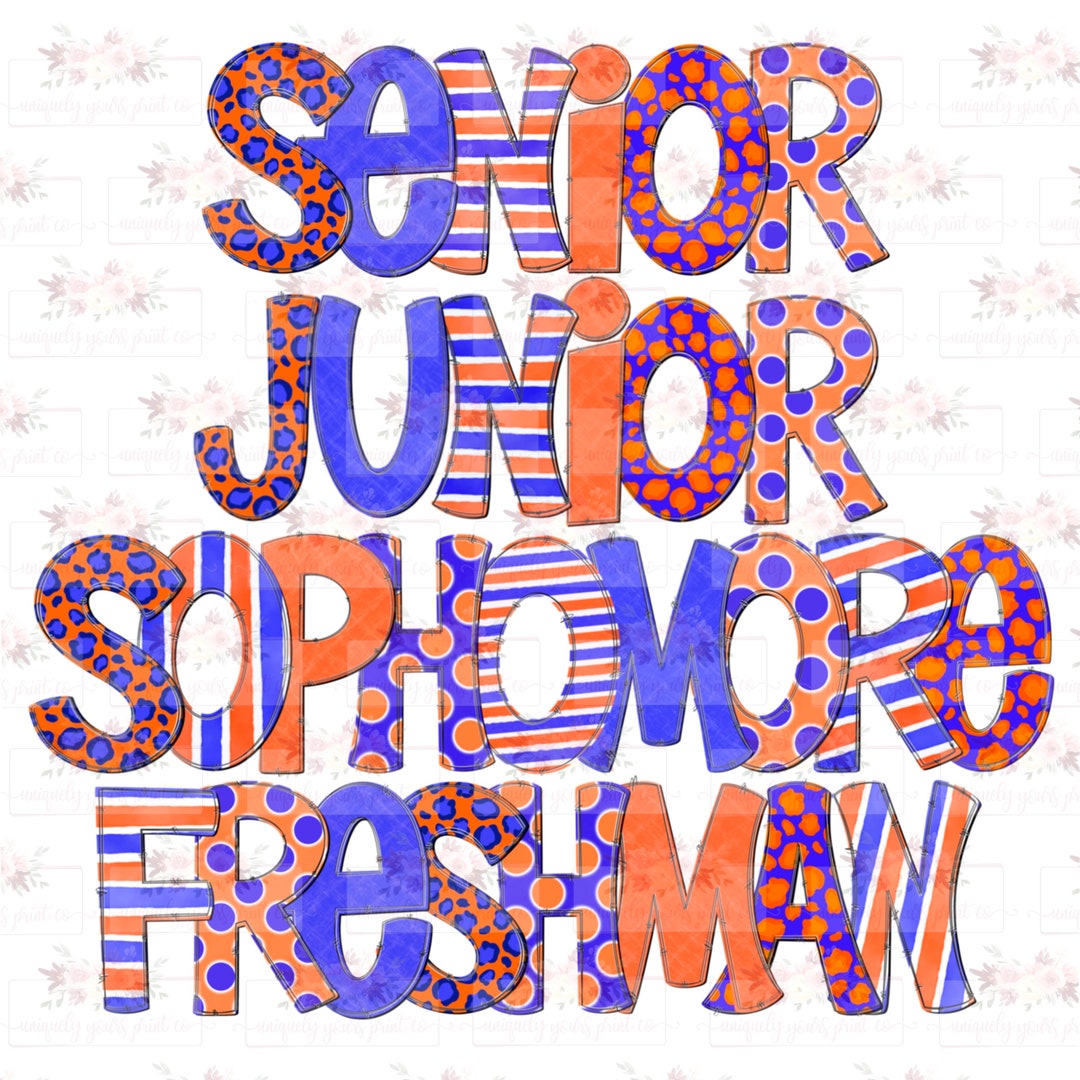 Orange and Royal Blue Class Doodles | Senior, Junior, Sophomore ...
