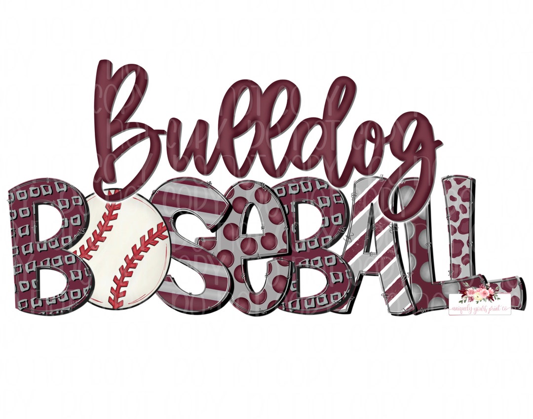 Burgundy Bulldogs Baseball Design Hand Drawn PNG - Etsy