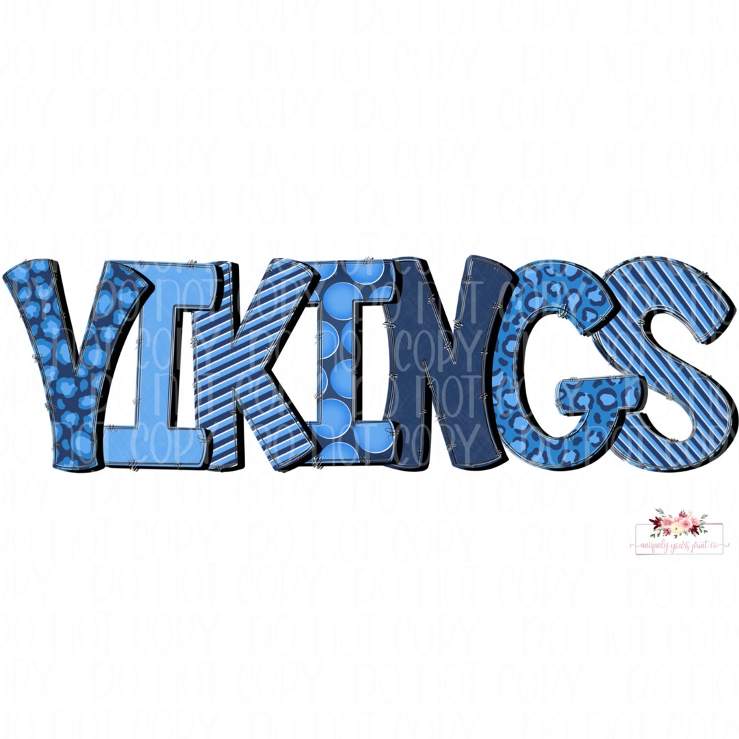 Columbia and Navy Blue Vikings Doodle Digital Design Download | Hand ...