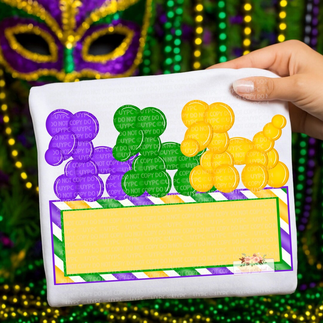 Mardi Gras Digital Design | Bead Dog Trio | Personalizable Name Plate ...