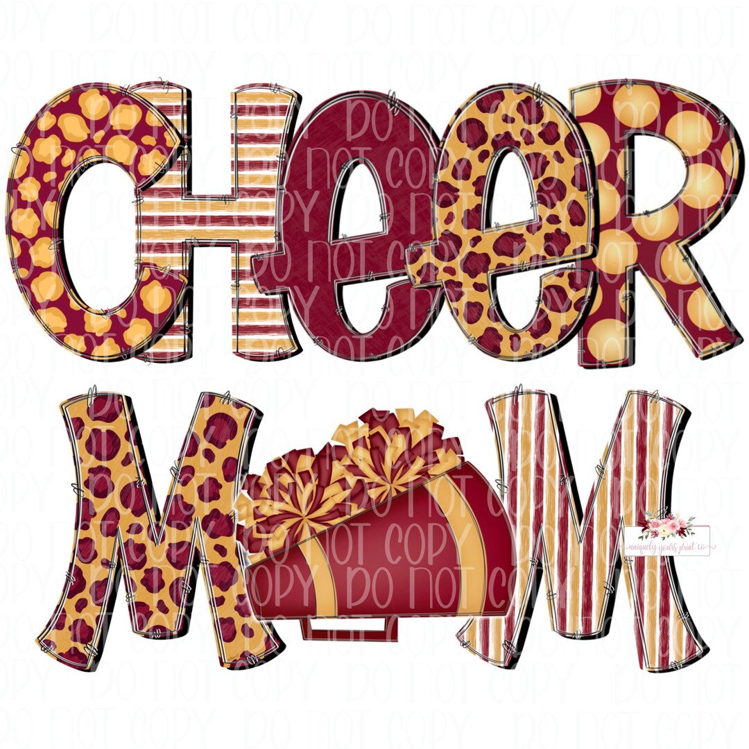 Maroon Gold Cheer Mom Digital Design | Cheetah Tie Dye Cheer | Hand ...
