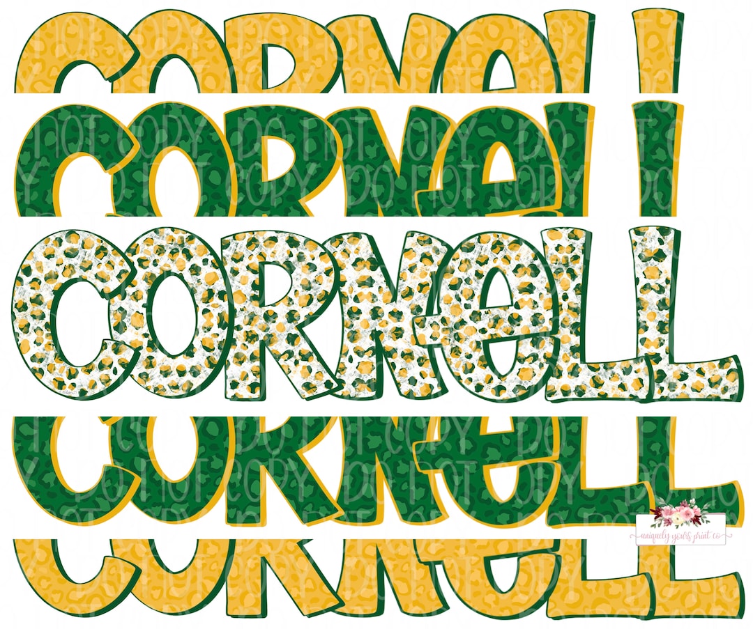 Green and Gold Cornell Mascot Digital Design Stacked Cheetah Tie Dye ...