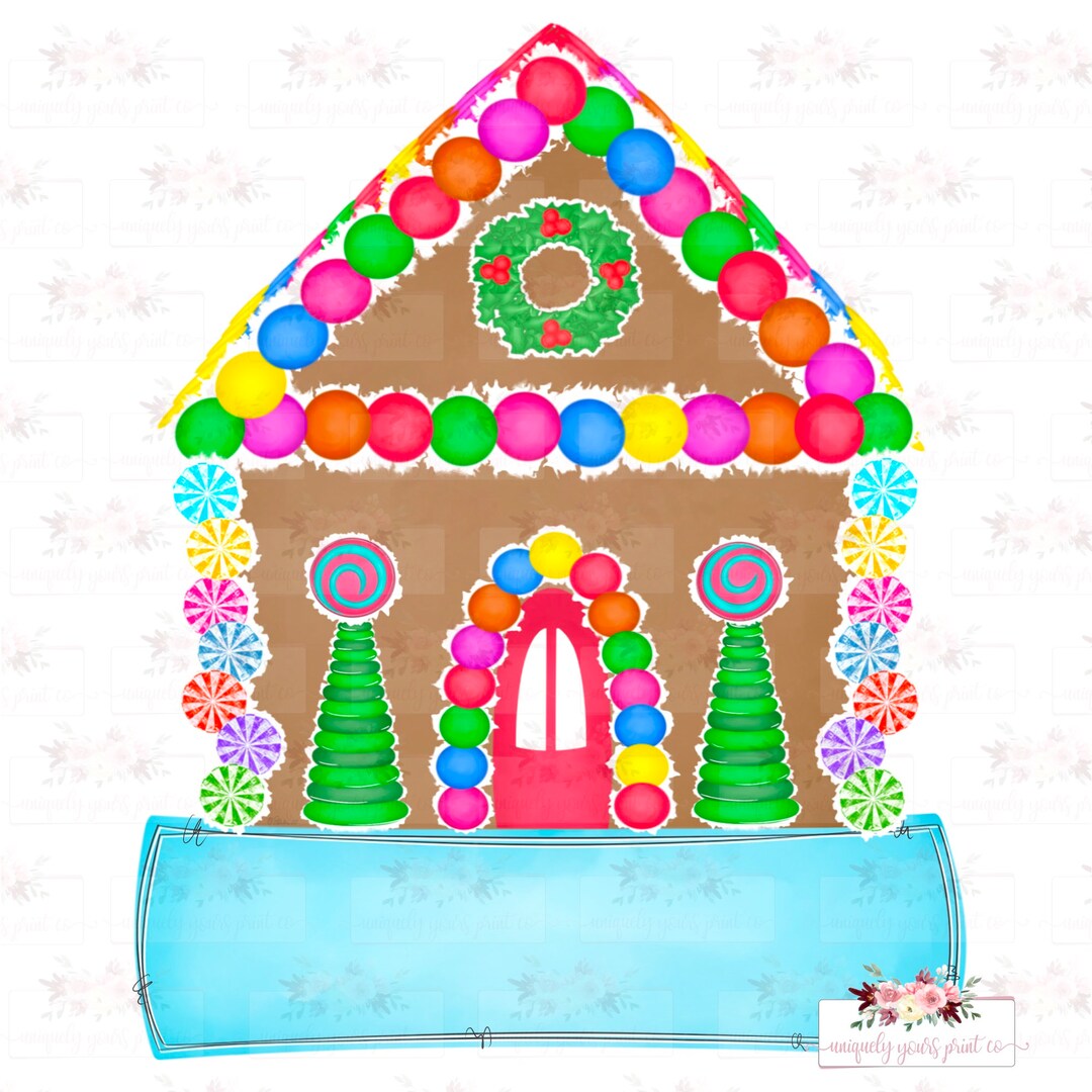 Christmas Gingerbread House Digital Design Candy Christmas Trees With ...