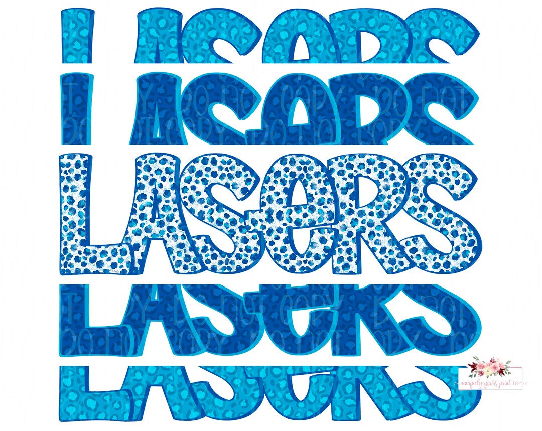 Lasers Stacked Digital Design Download Aqua and Royal Blue Hand Drawn ...