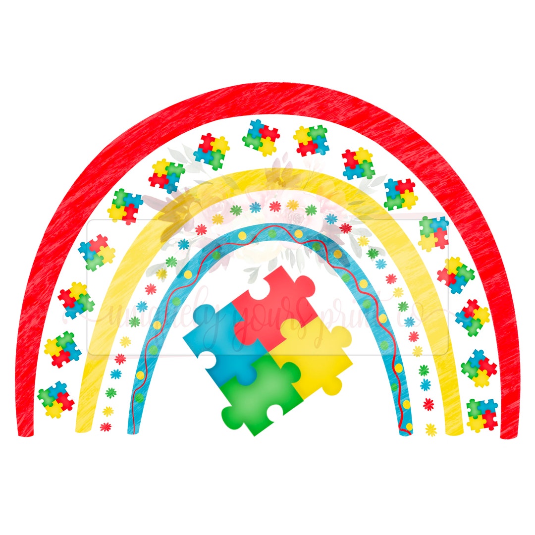 Autism Awareness Boho Rainbow PNG | Autism Sublimation | Digital Design ...