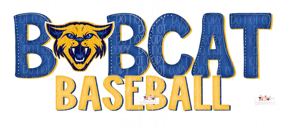 Bobcats Football Blue & Yellow Gold Digital Design Hand Drawn School ...
