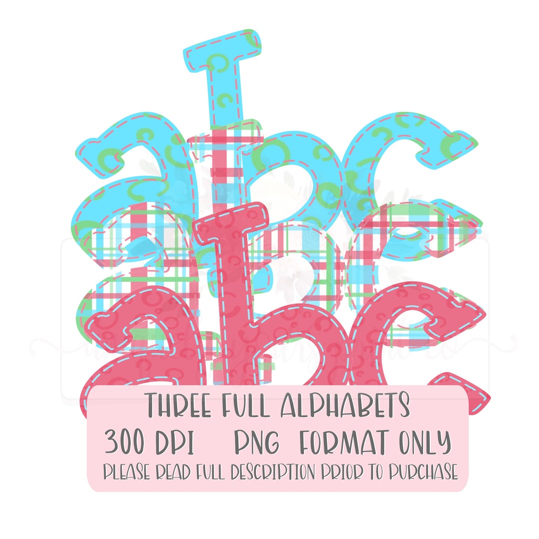 Aqua & Pink Lowercase Font | Alpha Pack | Hand Drawn | Printable | PNG ...